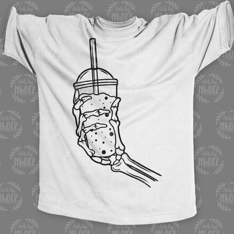 Skeleton Hand With Iced Coffee Svg Halloween Drinks Dxf - Etsy