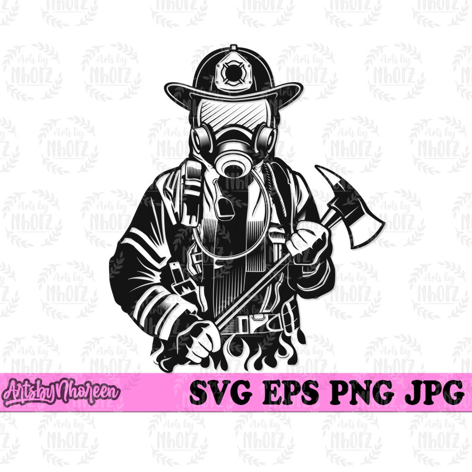 Fire Fighter Svg Fireman Gear Clipart Firefighter Dad | Etsy