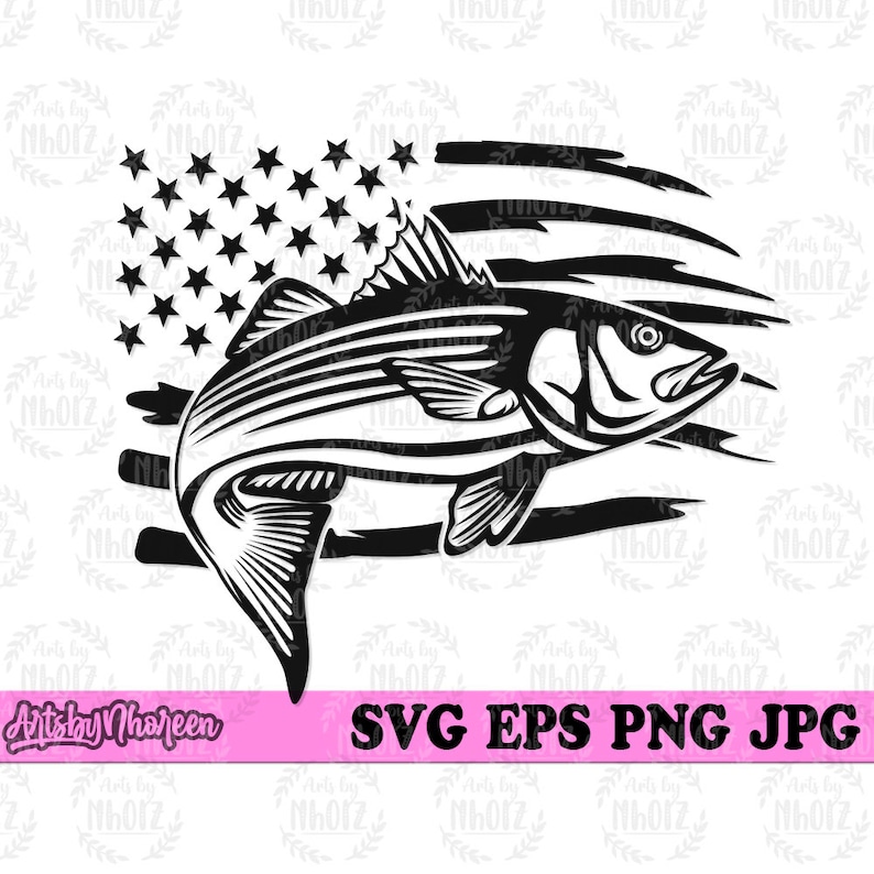 US Striped Bass Fish Svg Bass Clipart Fishing Dad Cut File - Etsy