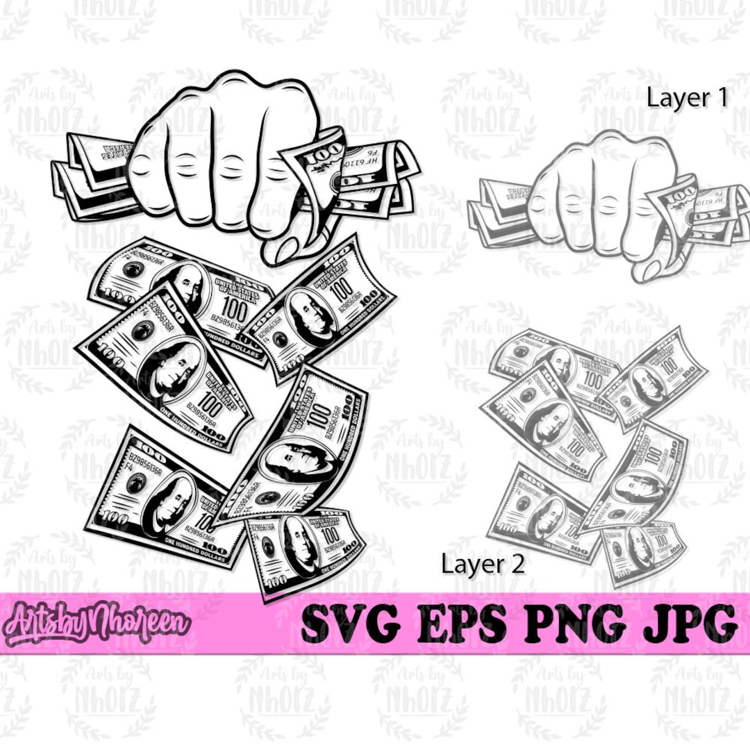 Money Fist Falling Svg, US Dollar Bill Fall Clipart, Rich Punch Cut ...