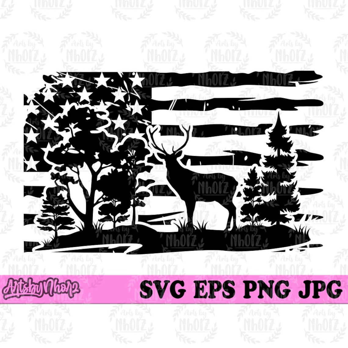 Outdoor Deer Scene Svg Deer Scene Clipart Deer Cutfile Deer - Etsy