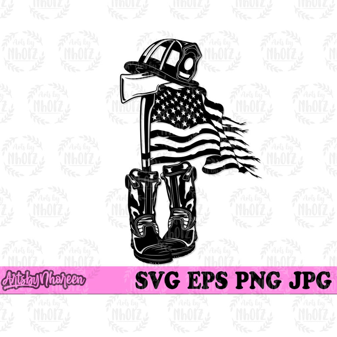 US Fire Fighter Boots Svg, Firefighter Dad T-shirt Design Png, Fireman ...