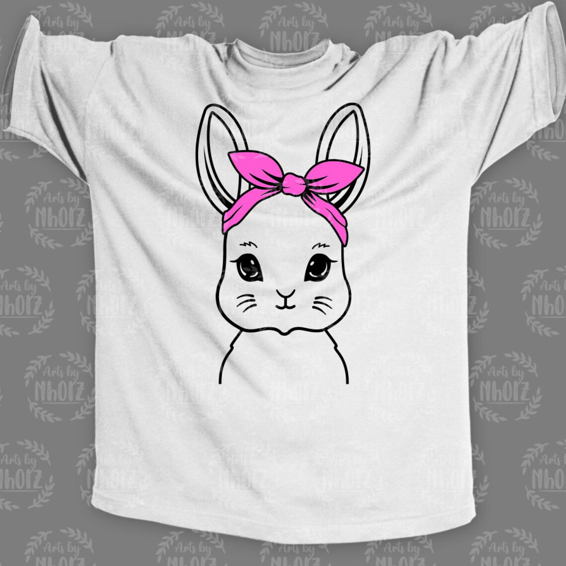 Easter Cute Bunny Svg, Leopard Bunny Clipart, Pink Ribbon Rabbit Cut ...