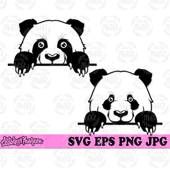 2 Peeking Panda Svg Cute Polar Bears Clipart Wild Animal Cut - Etsy