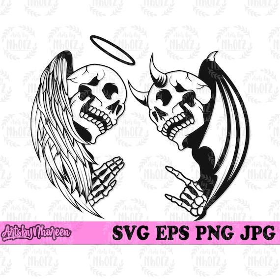Angel Devil Skull Svg Good and Bad Clipart Saint and Demon - Etsy Ireland