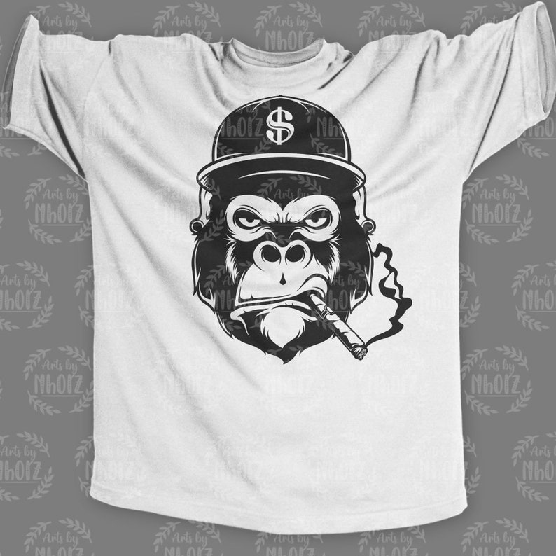Gorilla Smoking Cigar Svg, Wild Beast Creature Clipart, Strong Animal ...