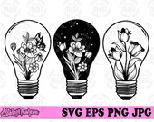 Floral Lightbulb Svg Flower Bulb Cut File Light Plant - Etsy