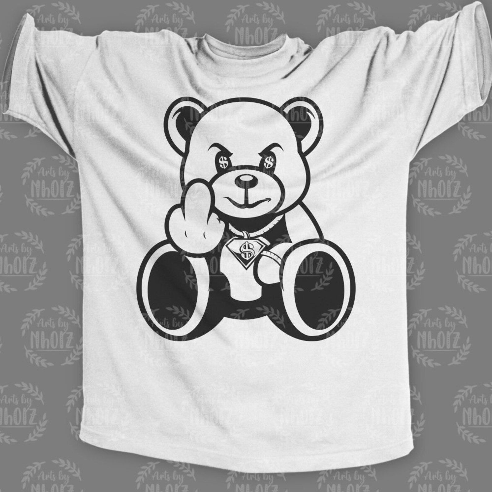 Gangster Teddy Middle Finger Svg, Hipster Cut File, Mafia Bear Stencil ...