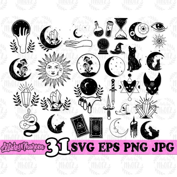 31 Mystical Sign SVG Bundle Black Magic Clipart Moonshine | Etsy Australia