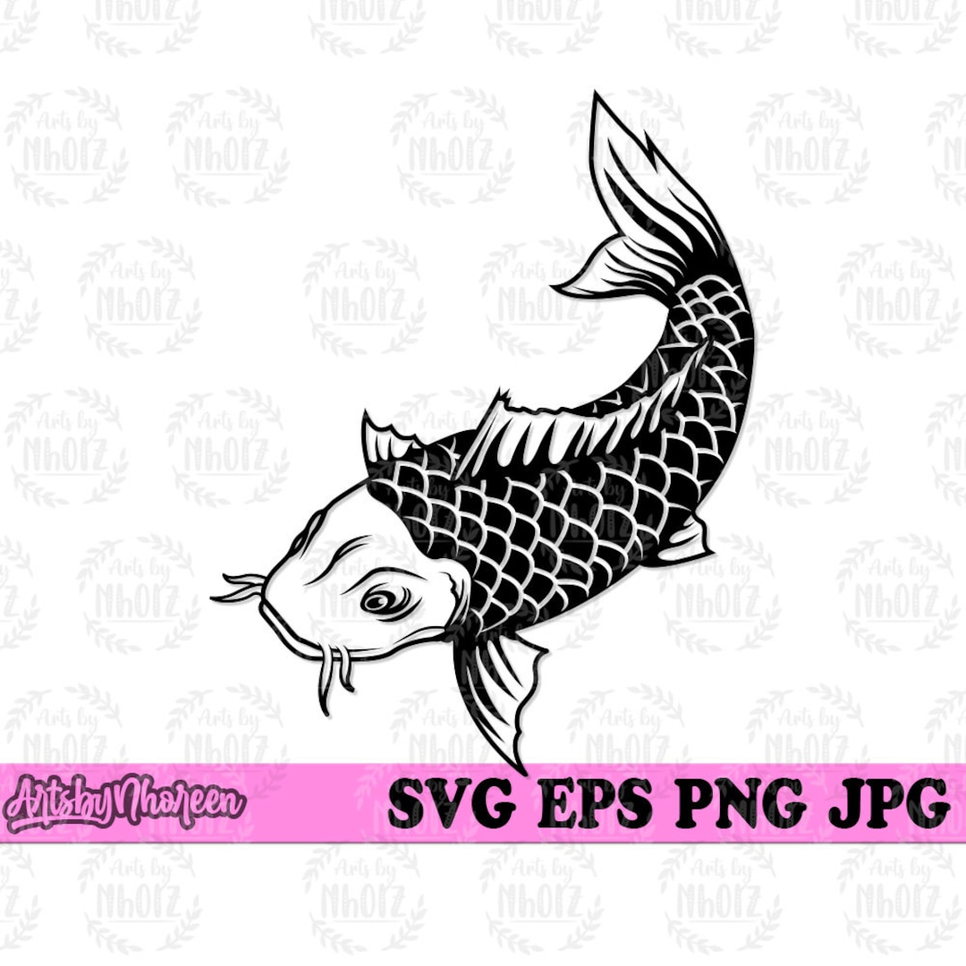 Koi Fish Svg, Pet Fish Cut File, Koi Shop Jpeg and Monogram Dxf ...