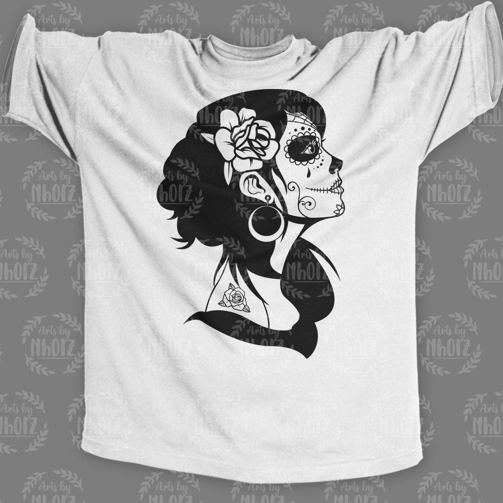 Sugar Skull Svg La Muerta Clipart Lady Dead Stencil Floral - Etsy UK