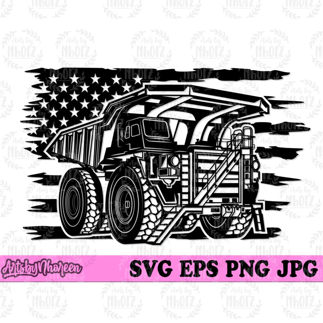 US Large Quarry Truck Svg, Trucker Dad Tshirt Design Dxf, Truck Driver ...