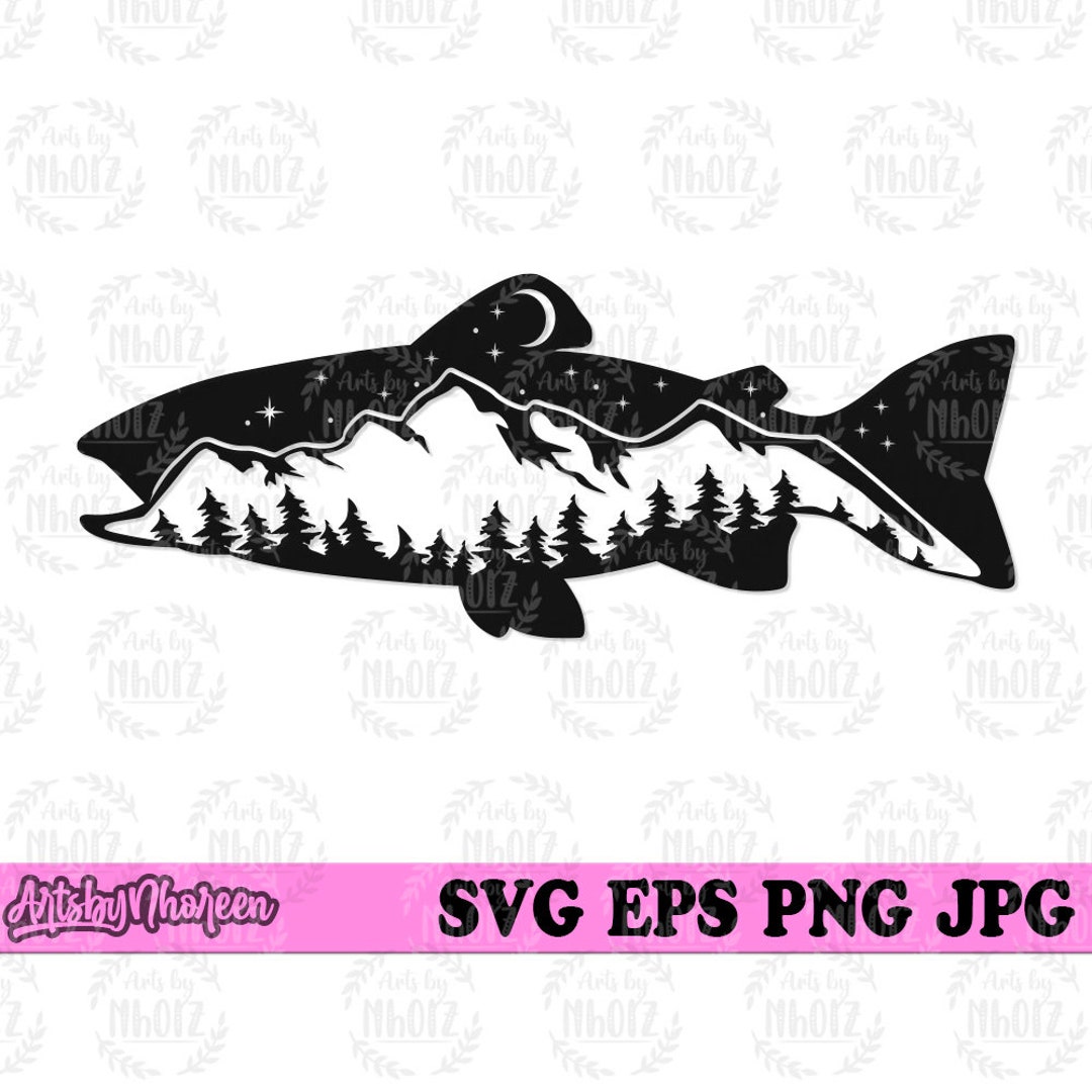 Fish Outdoor Scene Svg, Fish Clipart, Fish Stencil, Sea Water Animal ...
