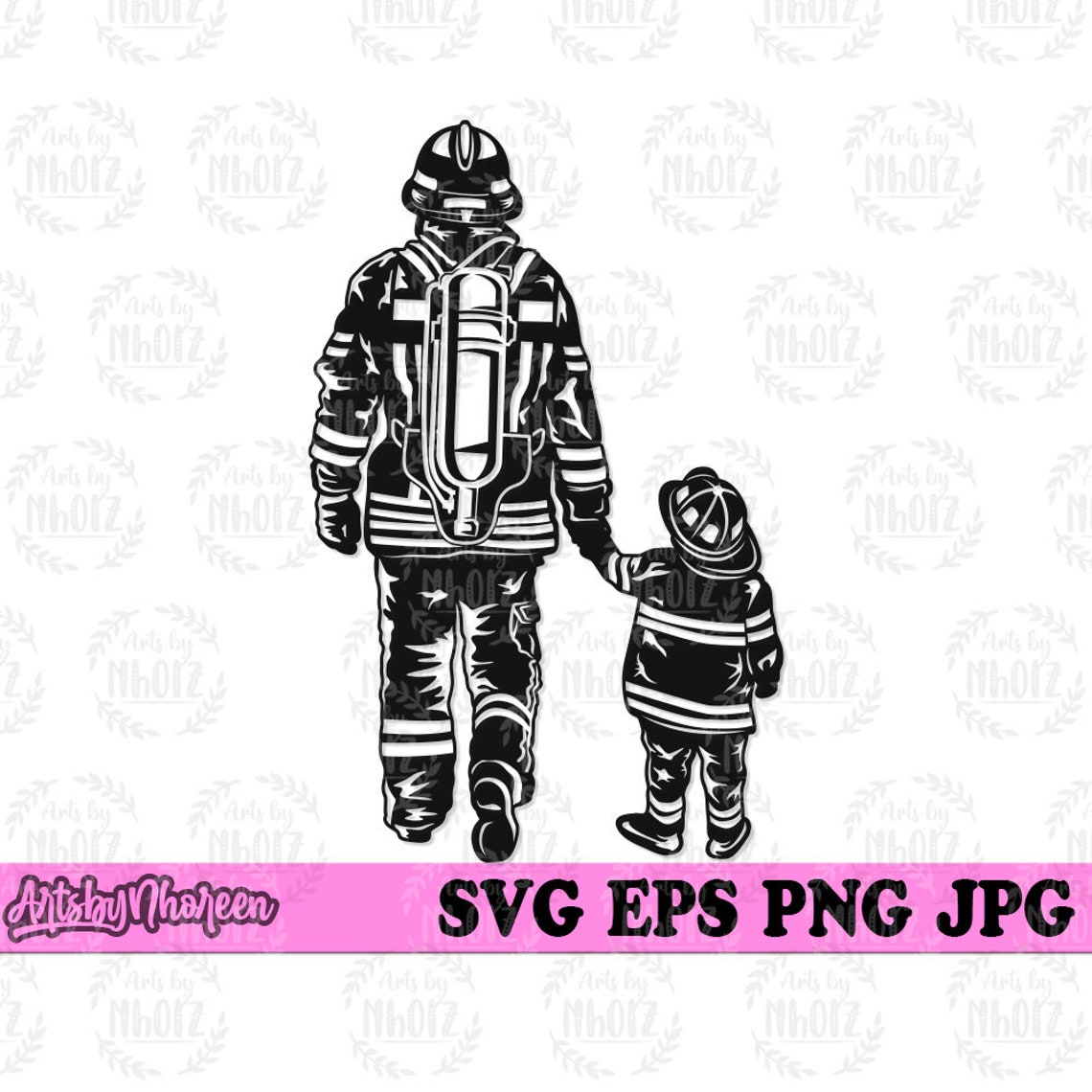 Fire Fighter Dad and Son Svg Fireman Clipart Firefighter Cut - Etsy