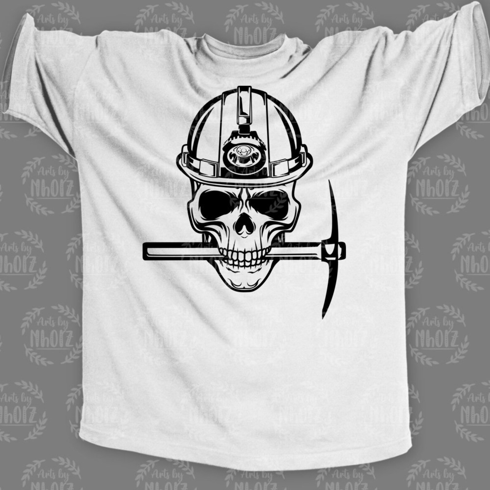 Mining Skull Svg Gothic Skeletal Head Miner Biting Pick | Etsy