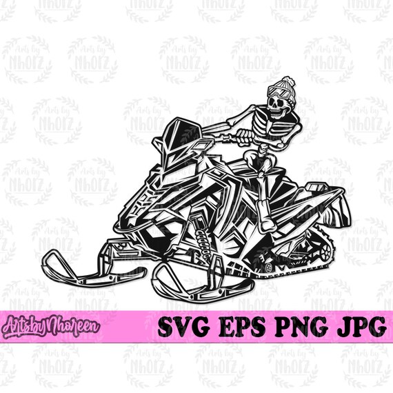 Skeleton in Snow Mobile Svg Winter Extreme Sports Cut File - Etsy