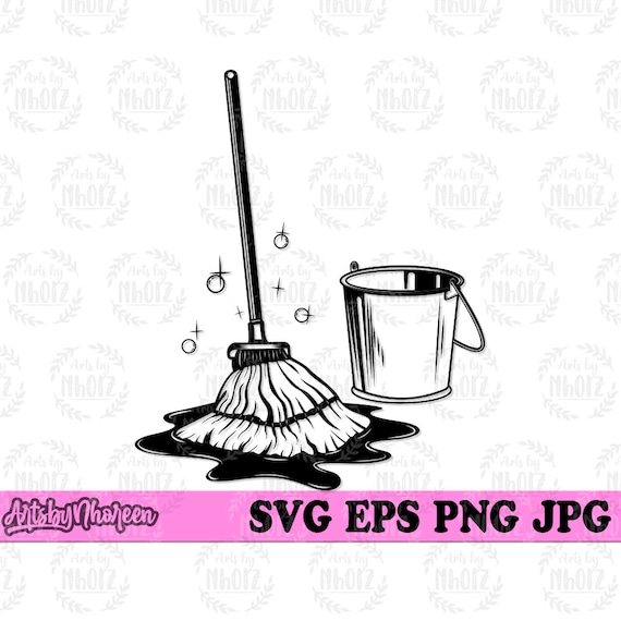 Mop Cleaning Svg Housekeeping Service Logo Stencil Cleaning | Etsy