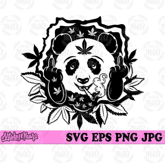 Digital Cutfile Smoking Cannabis svg Smoking Marijuana Svg Panda ...