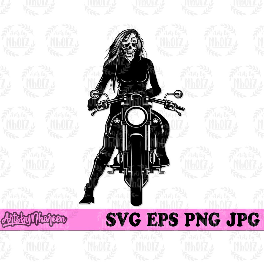 Girl Rider Svg, Pretty Woman Motorbike Clipart, Lady Biker Cut File ...