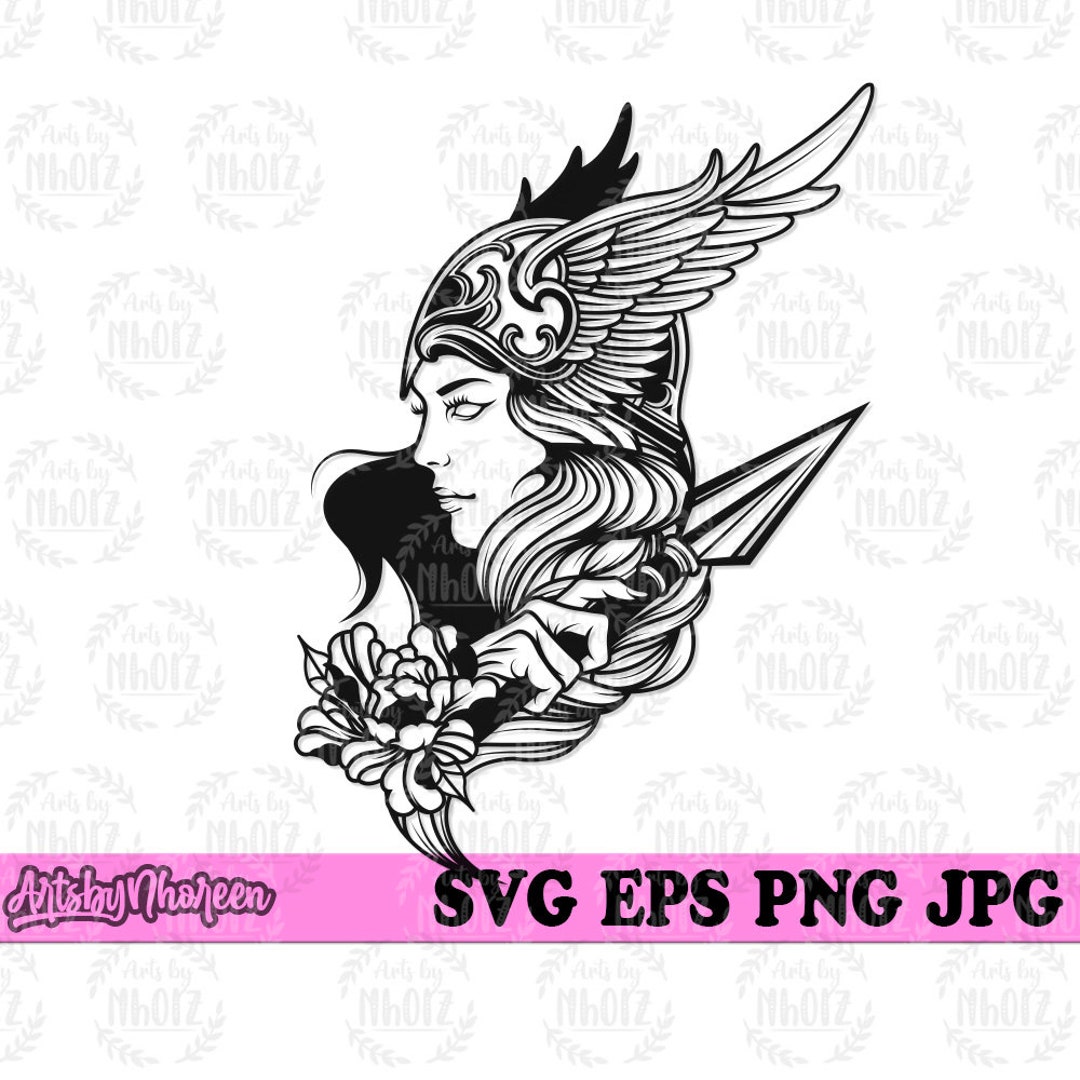 Valkyrie Viking Svg, Lady Warrior Clipart, Ancient Fighter Cut File ...