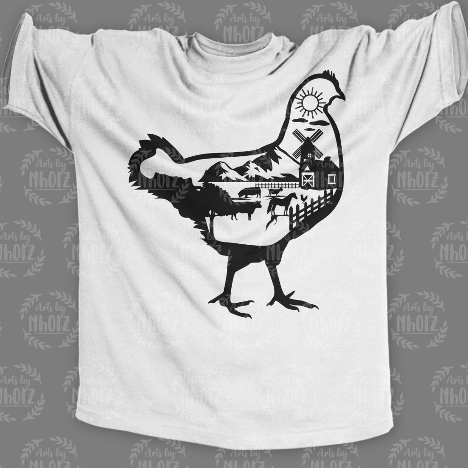 Chicken Farm Scene Svg Chicken Clipart Farming Shirt Png - Etsy