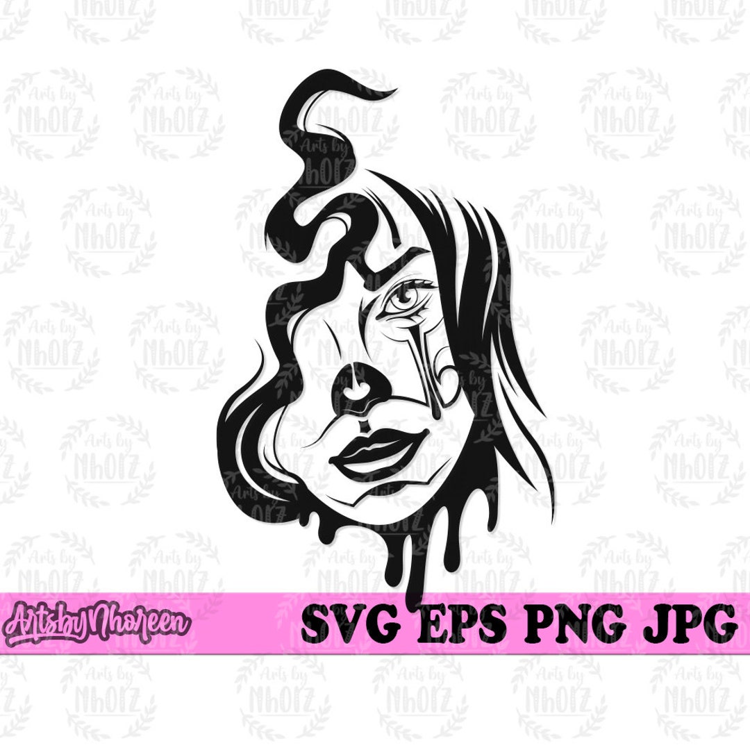 Joker Chic Svg, Lady Killer Smile Clipart, Pretty Evil Laugh Cut File ...