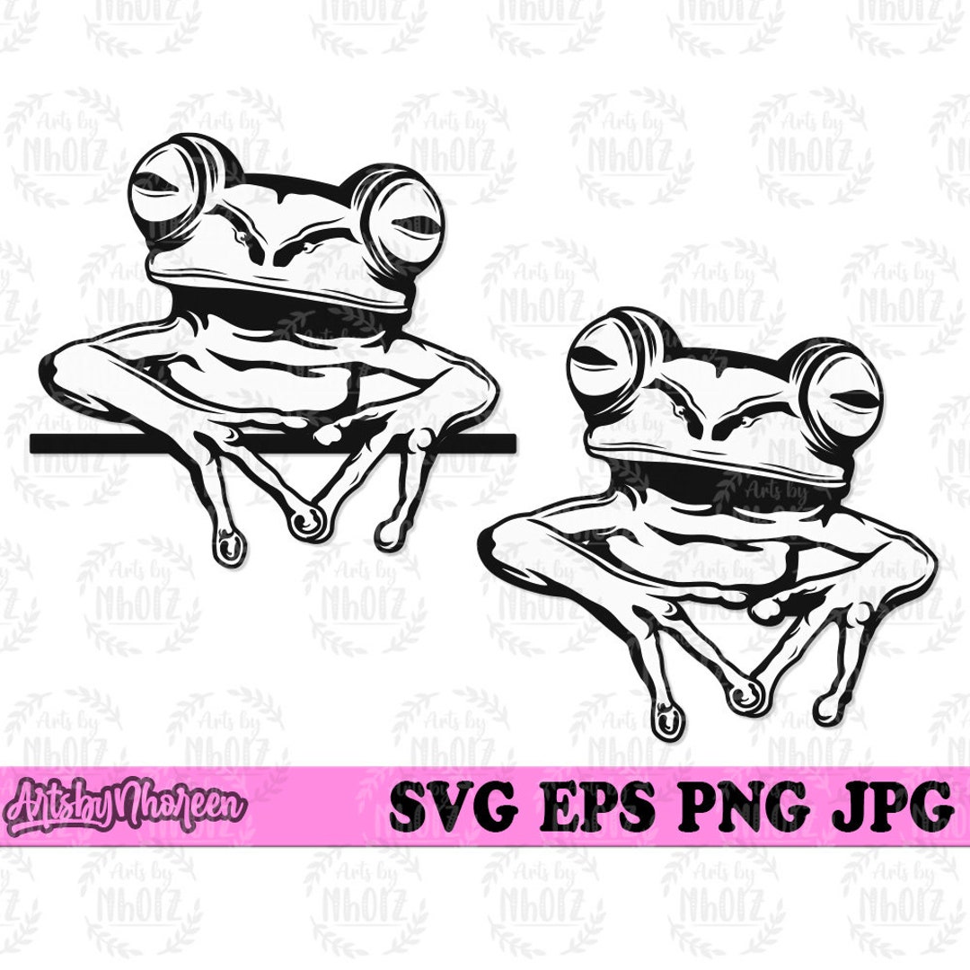 Funny Peeking Frog Svg, Reptile Animal Clipart, Cute Bullfrog Stencil ...