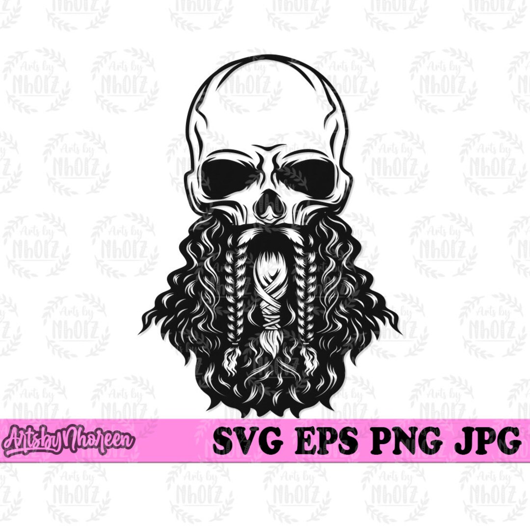 Bearded Viking Skull Svg, Old Warrior Clipart, Ancient Strong Fighter ...