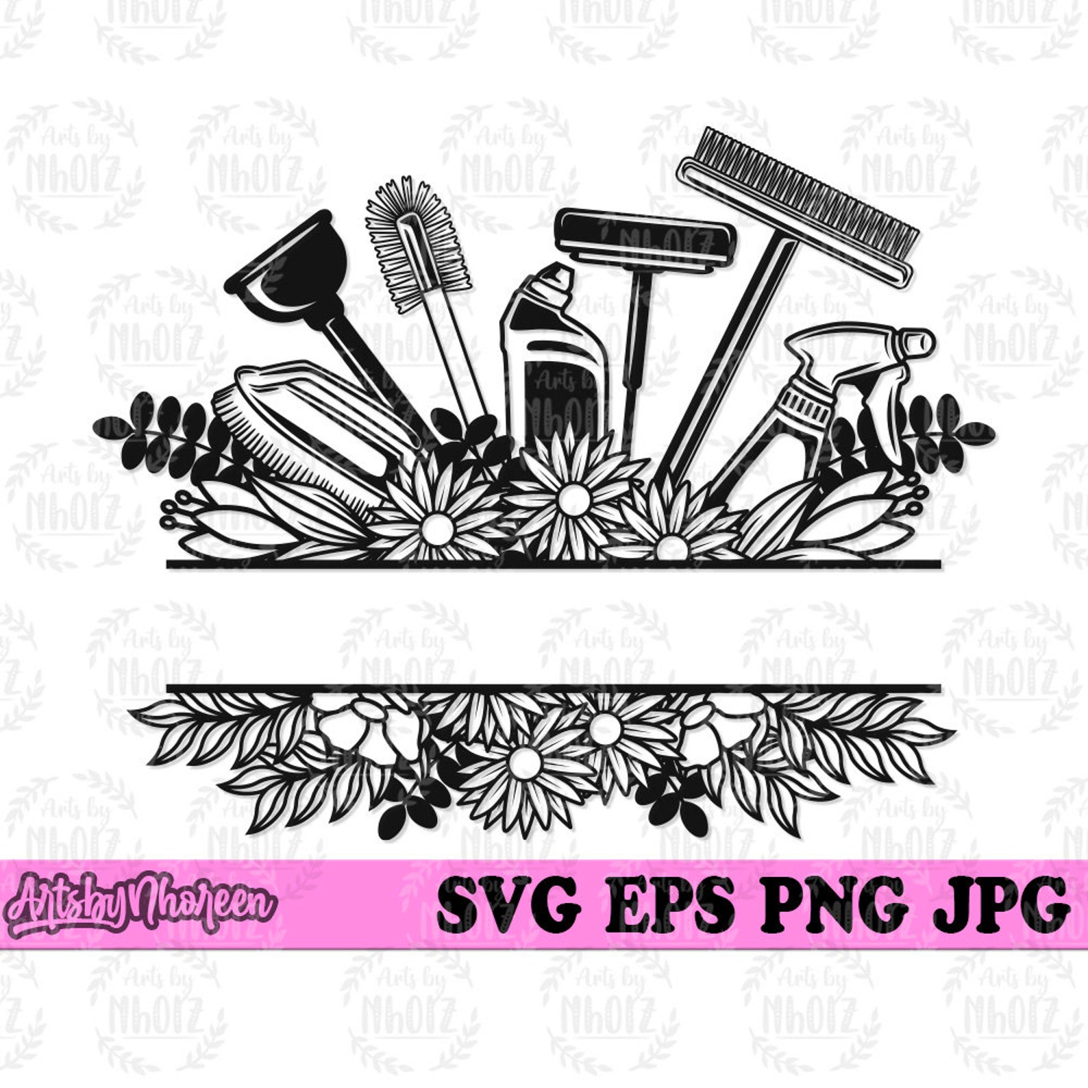 Floral Cleaning Tools Svg Housekeeping Mom Gift Idea - Etsy