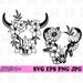 Cow Skull Svg, Floral Cow Head Clipart, Boho Bull Cut File, Flower ...