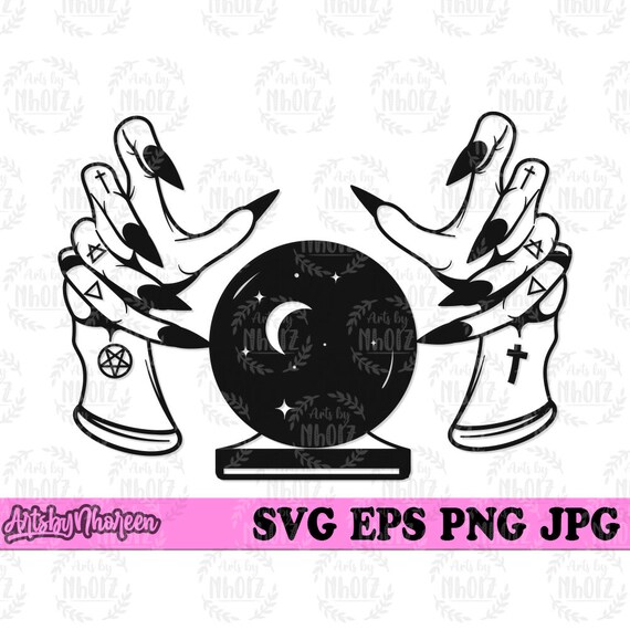 Witch Hand With Crystal Ball Svg Gypsy Clipart Fortune - Etsy