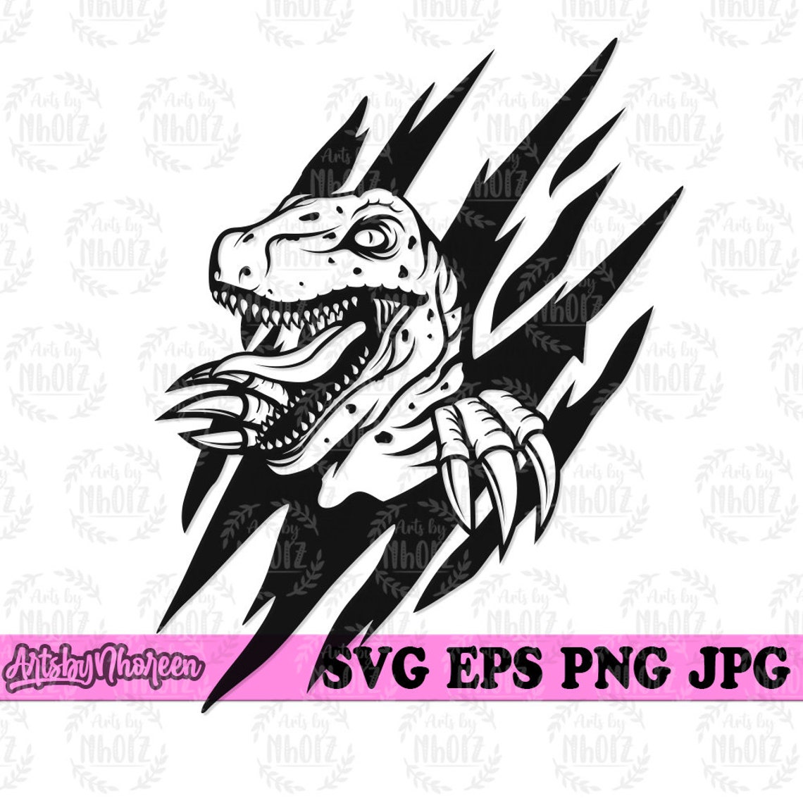 Raptor Dino Scratch Svg, Dinosaur Clipart, Beast Animal Creature Dxf ...