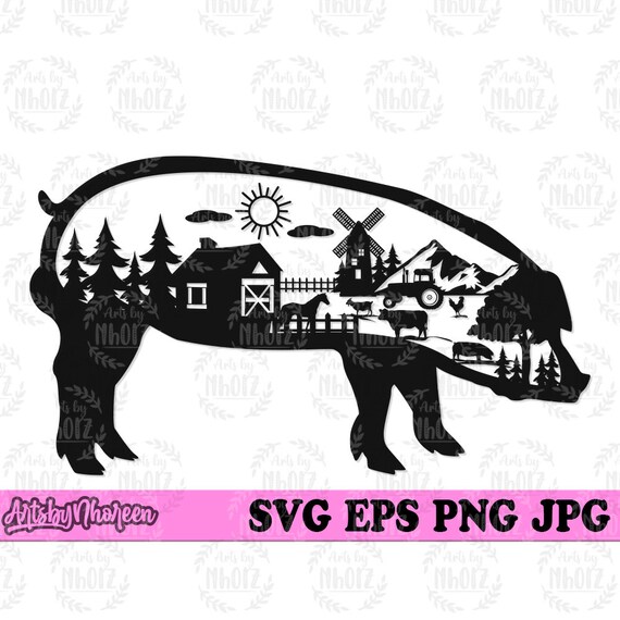 Pig Farm Scene Svg Farmer Dad T-shirt Design Png Farm Life - Etsy