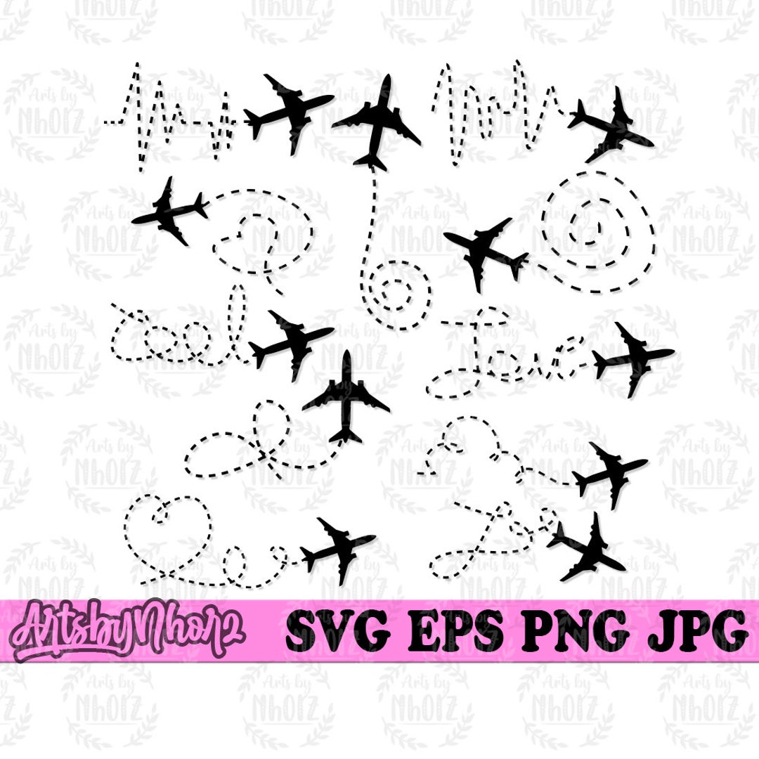 11 Airplanes SVG Bundle || Airplane Dashlines Svg || Airplane Svg ...