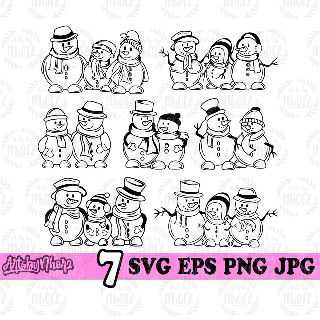 7 Snowman SVG Bundle, Snowman Clipart, Snowman Cutfile, Snowman Bundle ...
