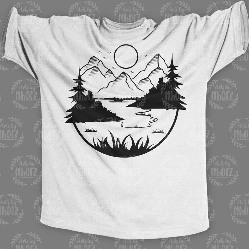 Lake View Svg Outdoor Scene Cut File River View Stencil - Etsy