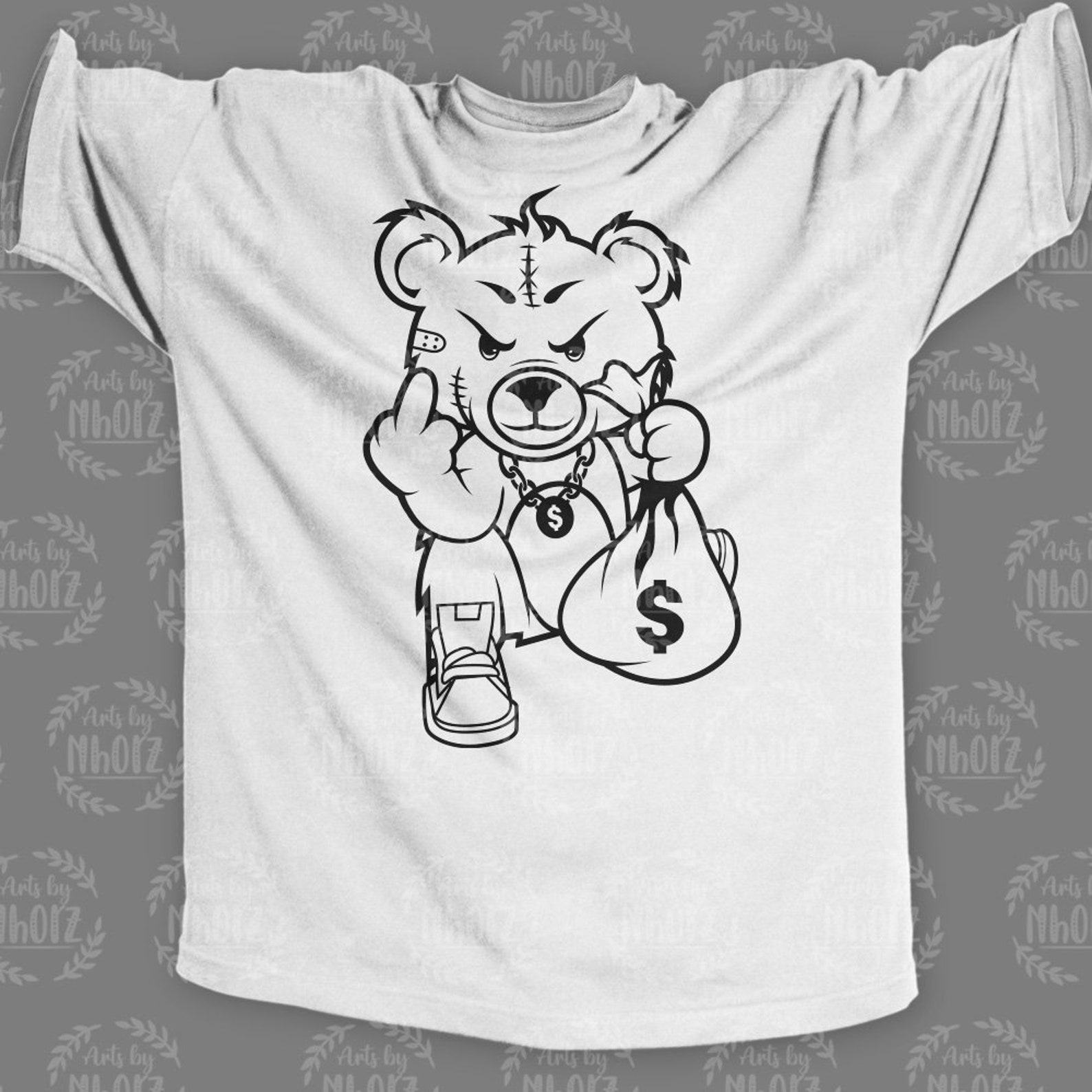 Teddy Gangster With Moneybag Middle Finger Svg Hipster Teddy - Etsy