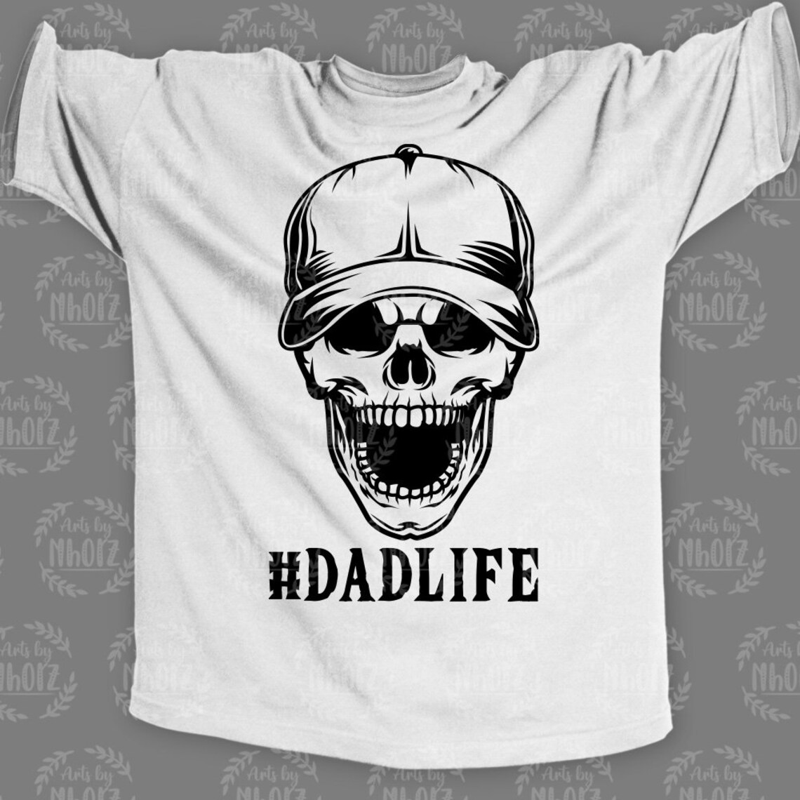 Dad Life Svg Dad Skull Clipart Human Skeletal Head With Hat | Etsy