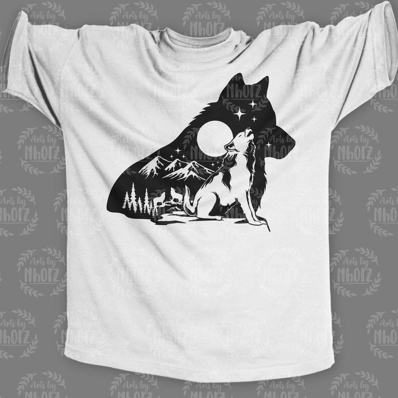 Howling Wolf Scene Svg, Camping Life T-shirt Design Png, Adventure Gift ...