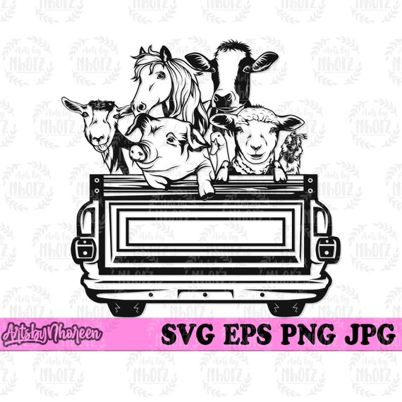 Farm Animals in Farm Truck Svg Peeking Pig Clipart Farm Goat - Etsy ...