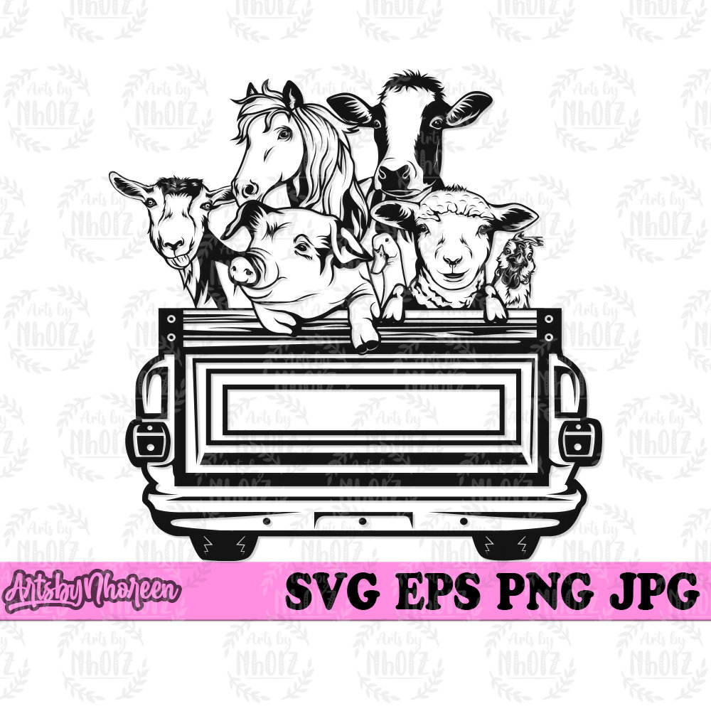 Farm Animals in Farm Truck Svg Peeking Pig Clipart Farm Goat - Etsy Canada