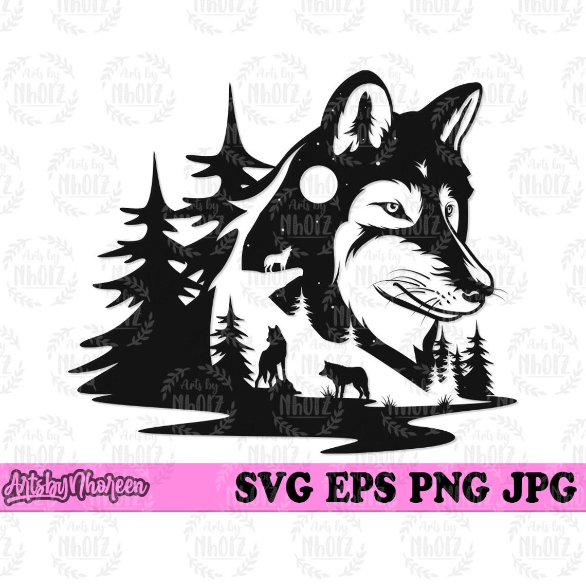 Wolf Outdoor Scene Svg Wild Animal Clipart Forest Creature | Etsy