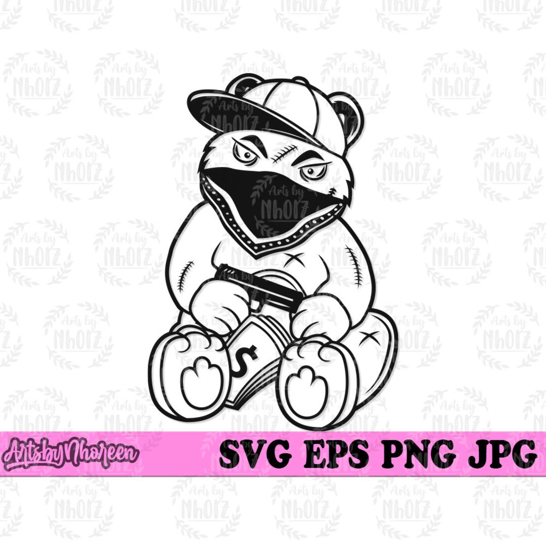Teddy With Gun Svg Bandit Bear Clipart Hipster Teddy Cut File Gangster ...
