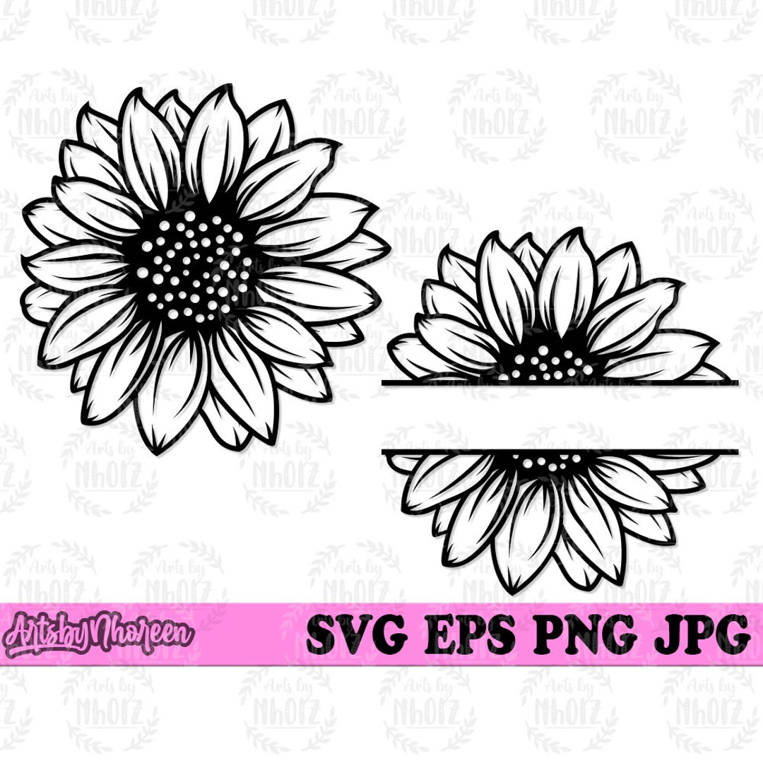 Sunflower Svg, Floral Text Name Clipart, Wedding Cut File, Party Decors ...