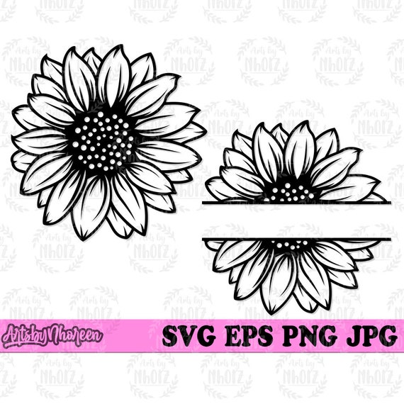 Sunflower Svg Floral Text Name Clipart Wedding Cut File | Etsy