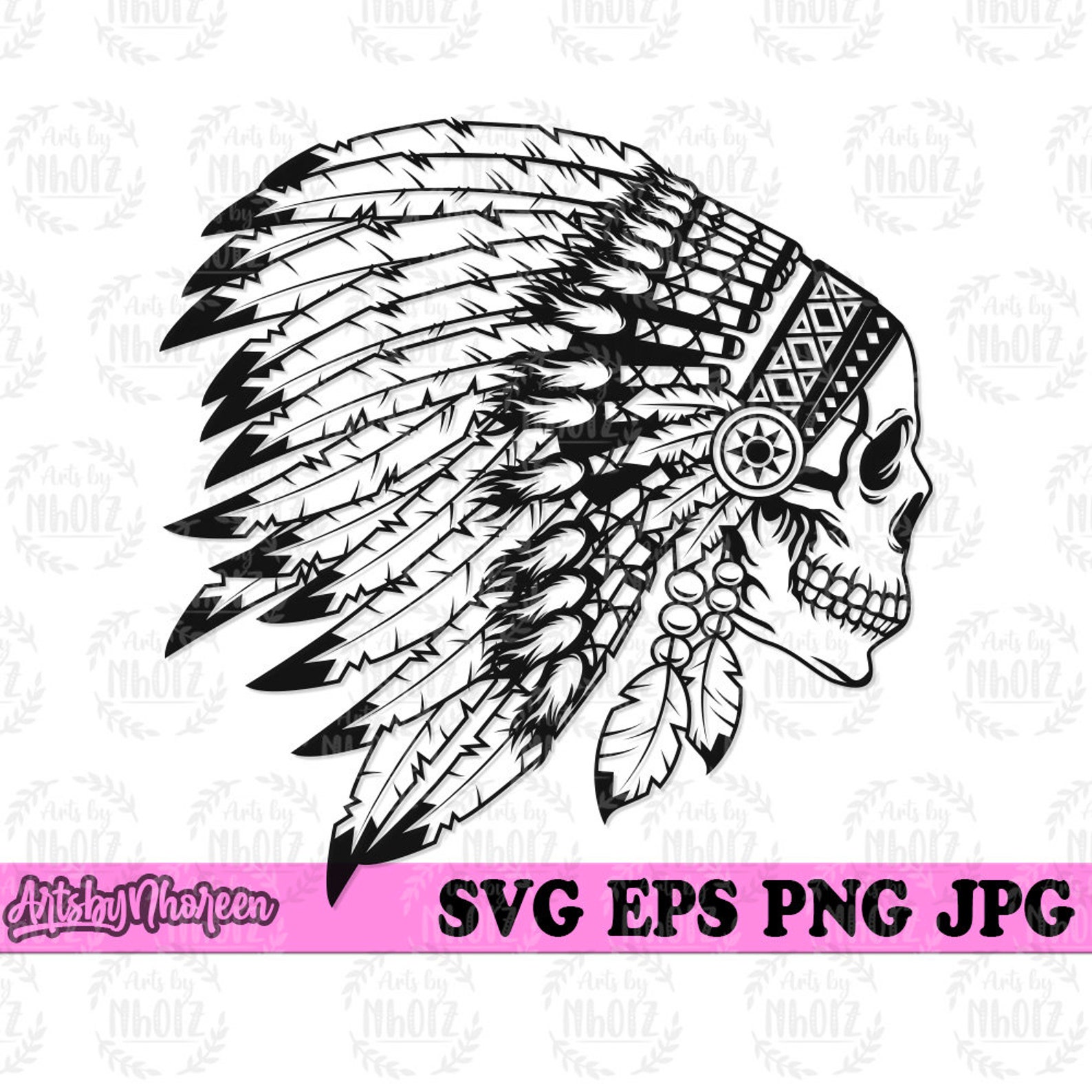 Indian Native Skull Svg Tribe Headdress Cut File Animal - Etsy