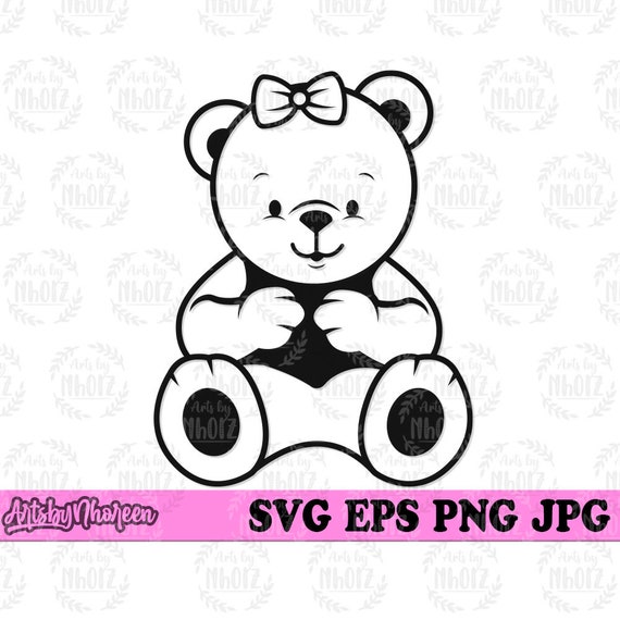 Cute Teddy Bear Svg Female Stuffed Toy Stencil Teddy T-shirt | Etsy