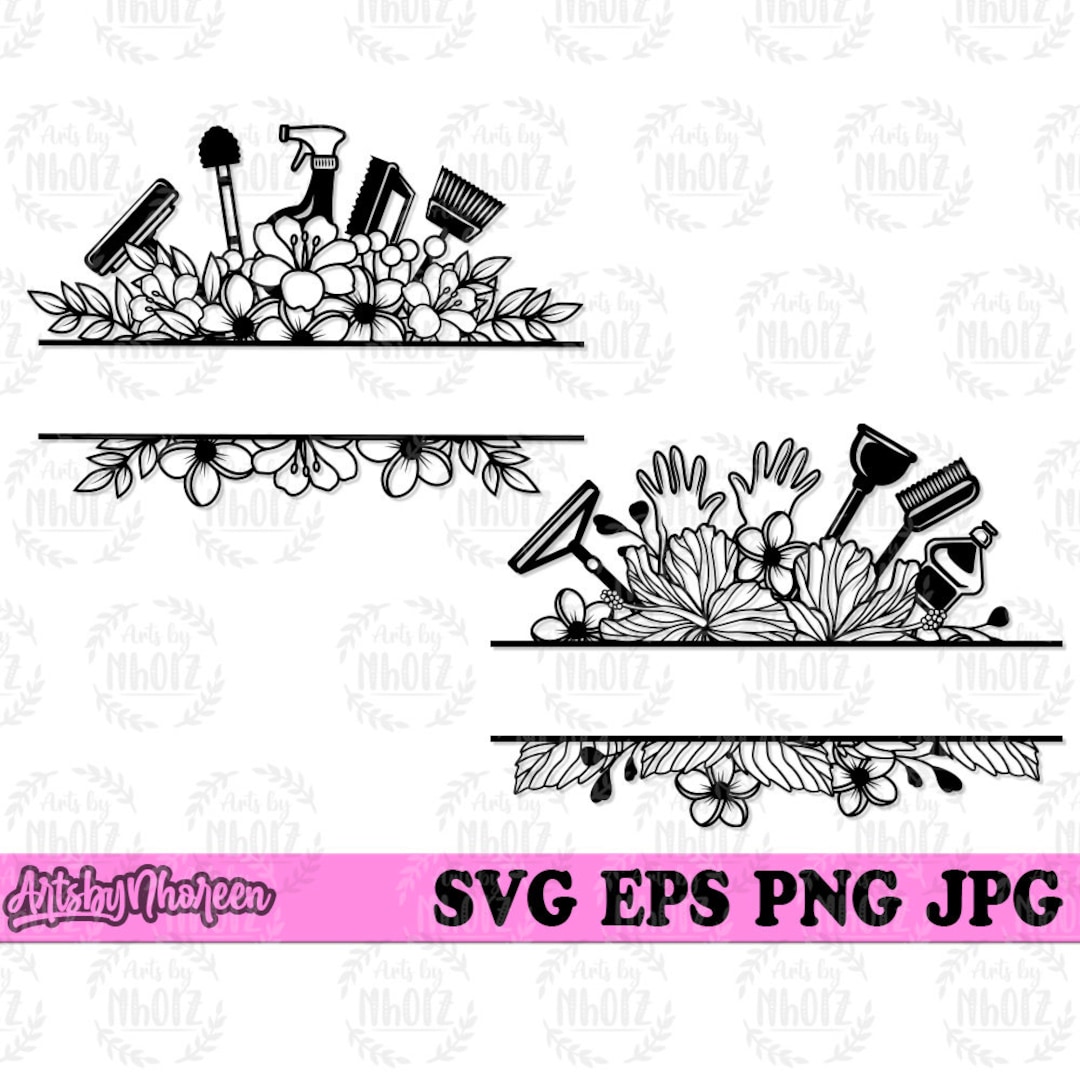 Floral Cleaning Tools Svg, Cleaning Service Monogram, House Maid ...