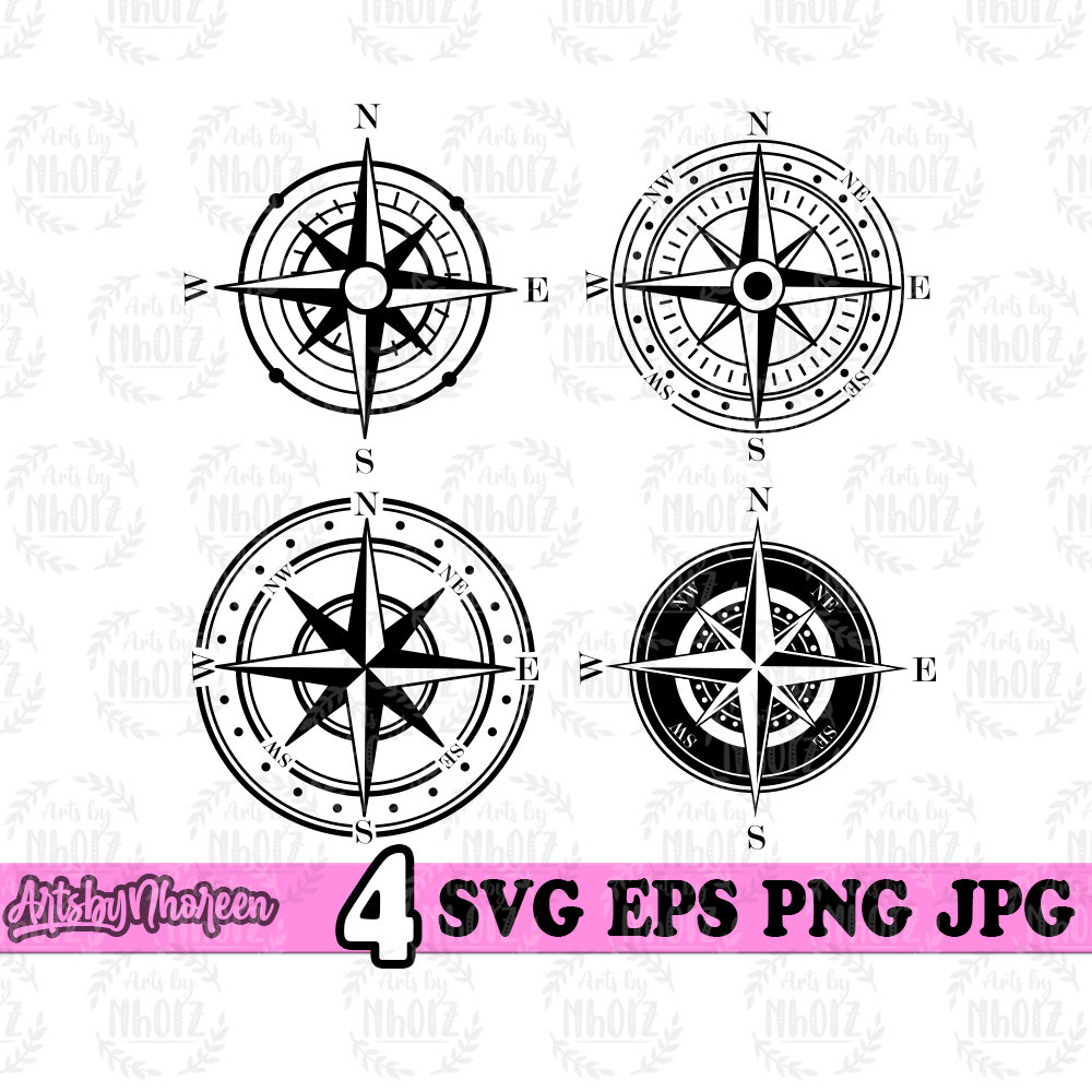 4 Compass Svg Boho Svg Compass Clipart Boho Clipart - Etsy