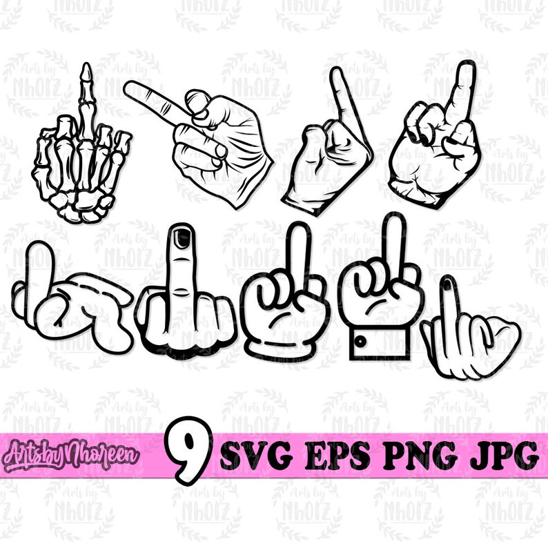 9 Middle Finger Bundle Svg Middle Finger Clipart Middle - Etsy